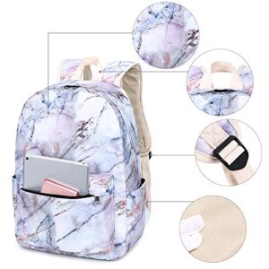 Bluboon Teen Girls School Backpack Kids Bookbag Set with Lunch Box Pencil Case Travel Laptop Backpack Casual Daypacks (Marble 5)