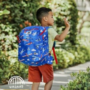 uninni Airplane Kids Backpack Set for Age 5+, with Insulated Lunch Bag and Cute Pencil Case, Lightweight, School and Travel Storage Organizers for Boys and Girls