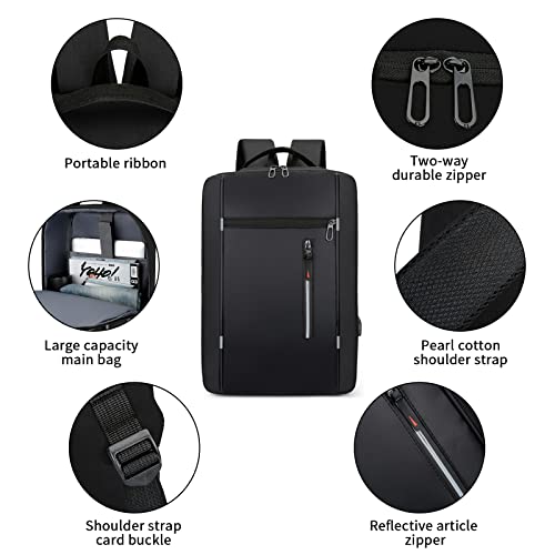 ZGWJ Laptop Backpack with USB Charging Port for Men & Women Fits 15.6 Inch Notebook. College School Book bag Computer Backpack for Boys Girls. Black