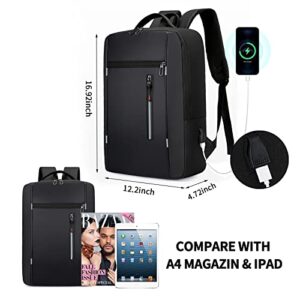 ZGWJ Laptop Backpack with USB Charging Port for Men & Women Fits 15.6 Inch Notebook. College School Book bag Computer Backpack for Boys Girls. Black