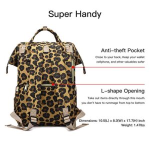 Adult Leopard Pattern Diaper Bag Backpack, Large Nappy Bag Changing Bag for Mom Dad