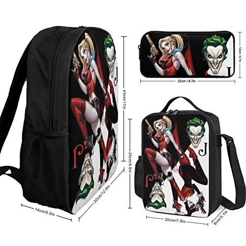 Backpack 3-Piece Set BookBags Study School Bag Lunch Bags Tote Bag and Pencil Bag Set, One Size