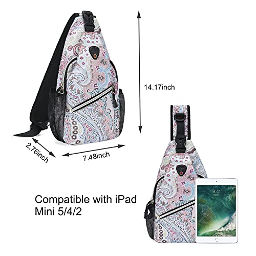 MOSISO Mini Sling Backpack,Small Hiking Daypack Pattern Travel Outdoor Sports Bag, National Style