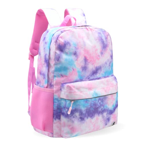 Fenrici Kids Backpack for Girls, Teens Recycled School Bag With Padded Laptop Compartment, Ideal for Everyday Use and Travel - 17 Inches (Pink Tie Dye)