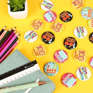 PIAOPIAONIU 48 Pcs 100th Days of School Buttons Pin Celebrate 100 Days of School Smarter Badges for Kids Round School Badges Button Pinback for School Party Teacher Reward-6 Styles