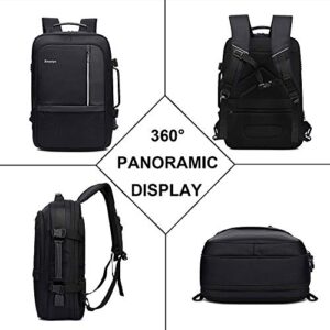 Xnuoyo 17.3 Inch Anti-Theft Convertible Laptop Backpack Briefcase, 8cm Expandable TSA Friendly Schoolbag Water-resistant Rucksack with USB Charging Port & Headphone Port (Black-01)