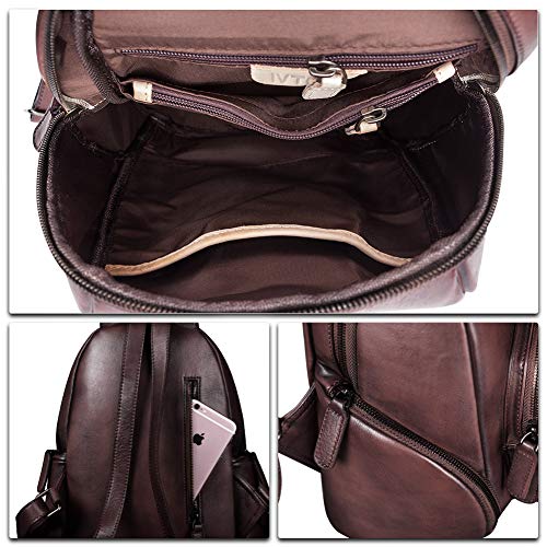 Genuine Leather Backpack for Women Vintage Handmade Satchel Bookbag Designer School College Daypack (Coffee)