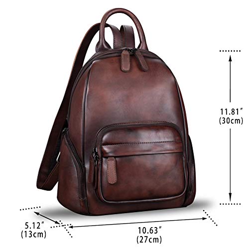 Genuine Leather Backpack for Women Vintage Handmade Satchel Bookbag Designer School College Daypack (Coffee)