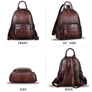 Genuine Leather Backpack for Women Vintage Handmade Satchel Bookbag Designer School College Daypack (Coffee)