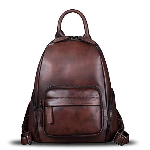 Genuine Leather Backpack for Women Vintage Handmade Satchel Bookbag Designer School College Daypack (Coffee)