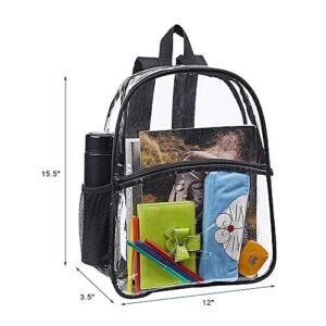 Heavy Duty Clear Backpack, Transparent PVC Concert Mini Backpacks, See Through Outdoor Bag for Security Travel, Sports Events,Black