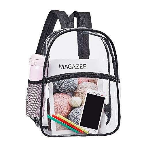 Heavy Duty Clear Backpack, Transparent PVC Concert Mini Backpacks, See Through Outdoor Bag for Security Travel, Sports Events,Black