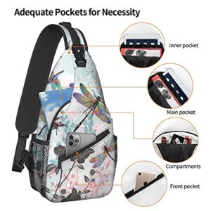 Dragonfly Large Sling Backpack Crossbody Sling Bag for Women Chest Bag Travel Hiking Daypack