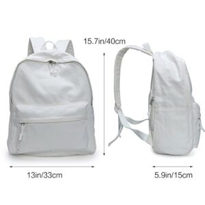 Zicac Unisex DIY Canvas Backpack Daypack Satchel Backpack(Natural White)