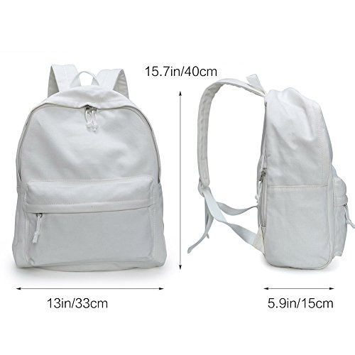 Zicac Unisex DIY Canvas Backpack Daypack Satchel Backpack(Natural White)