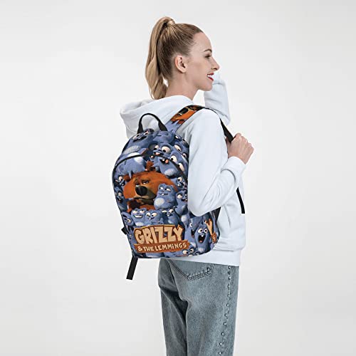 Grizzy and The Lemmings Backpack for Men Women Casual Daypack Travel Laptop Backpack Multifunction Bag 16 inch（style2）