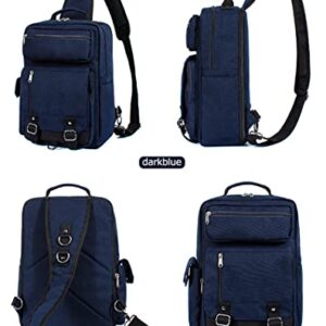 Messenger Bag for Men Canvas Sling Bag Crossbody Backpack Laptop Shoulder Bag Hiking Daypacks Casual Tactical Travel School (Dark blue-D)