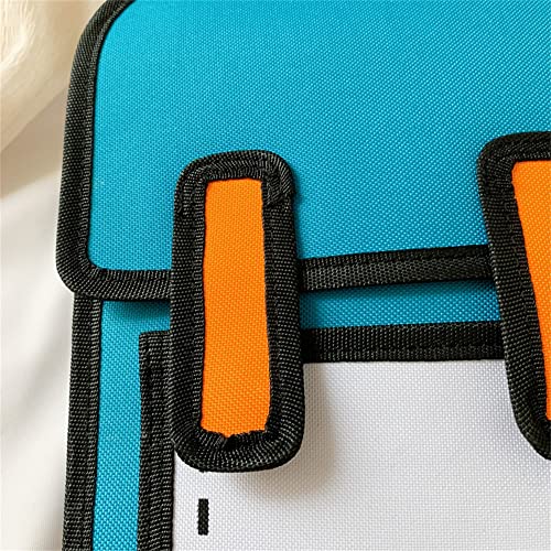 3D Jump Style 2D Drawing Anime Cartoon Backpack, Cartoon Cute Comic Backpack, Shoulder Bag Comic Bookbag for Girls Boy Gifts (Light blue)