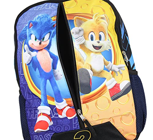 Sonic The Hedgehog Backpack Sonic And Tails 2 Fast Molded 16" Backpack Tote Bag