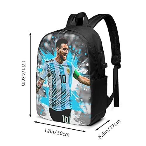 King Of Argentina #10 Messi Classic 17 Inch Laptop Backpack Large Capacity College Backpacks School Bookbags For Women Men