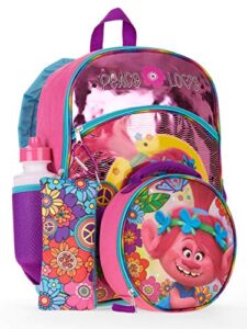 trolls girl’s backpack 5 piece set