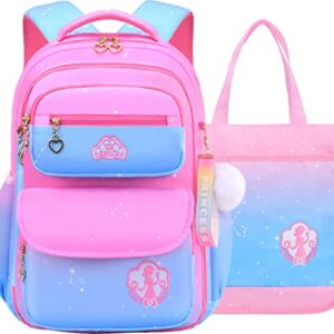 Backpack for Girls, Waterproof Kids Backpacks Princess School Bag Pink Bookbags Cute Travel Daypack