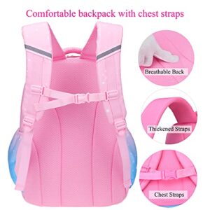 Backpack for Girls, Waterproof Kids Backpacks Princess School Bag Pink Bookbags Cute Travel Daypack