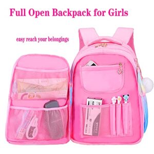 Backpack for Girls, Waterproof Kids Backpacks Princess School Bag Pink Bookbags Cute Travel Daypack