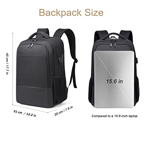 Seekvigor Laptop Backpack for Men, Business Computer Backpack with USB Charging Port, 28L Water Resistant College Backpack with Laptop Compartment for 15.6 Inch Notebook, Black