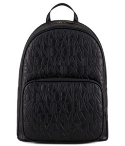 a|x armani exchange men’s allover logo backpack, black, os