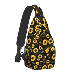 qyopvli sunflower sling bag crossbody backpack hiking travel daypack chest bag lightweight shoulder bag for women men