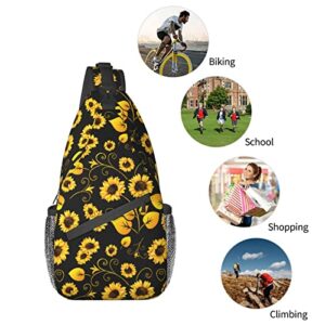 qyopvli Sunflower Sling Bag Crossbody Backpack Hiking Travel Daypack Chest Bag Lightweight Shoulder Bag For Women Men