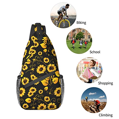 qyopvli Sunflower Sling Bag Crossbody Backpack Hiking Travel Daypack Chest Bag Lightweight Shoulder Bag For Women Men