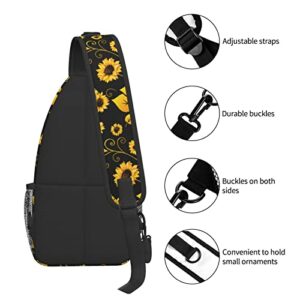 qyopvli Sunflower Sling Bag Crossbody Backpack Hiking Travel Daypack Chest Bag Lightweight Shoulder Bag For Women Men