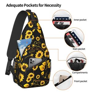 qyopvli Sunflower Sling Bag Crossbody Backpack Hiking Travel Daypack Chest Bag Lightweight Shoulder Bag For Women Men