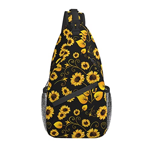 qyopvli Sunflower Sling Bag Crossbody Backpack Hiking Travel Daypack Chest Bag Lightweight Shoulder Bag For Women Men