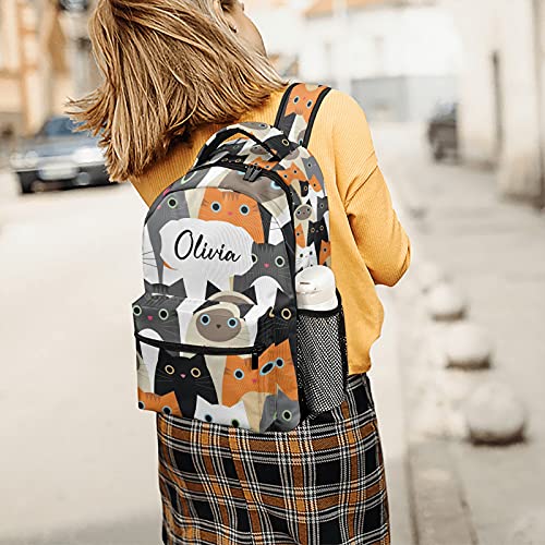 Cute Cat Funny Backpack Personalized Name Causual Daypack for Sport Camping