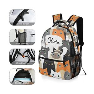 Cute Cat Funny Backpack Personalized Name Causual Daypack for Sport Camping