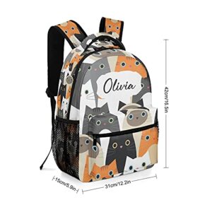 Cute Cat Funny Backpack Personalized Name Causual Daypack for Sport Camping