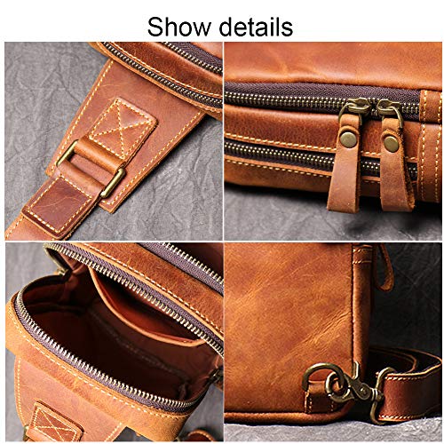 Guimiaray Vintage Men's Sling Bag Crazy Horse Leather Chest Bag Simplicity Outdoor Casual Crossbody bag