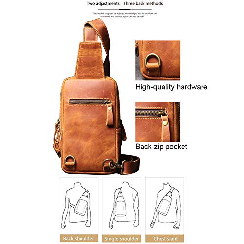 Guimiaray Vintage Men's Sling Bag Crazy Horse Leather Chest Bag Simplicity Outdoor Casual Crossbody bag