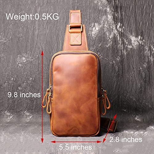 Guimiaray Vintage Men's Sling Bag Crazy Horse Leather Chest Bag Simplicity Outdoor Casual Crossbody bag