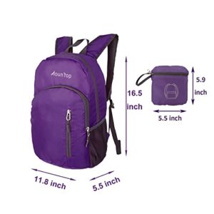 mountop Outdoor Lightweight Foldable Water Resistant Backpack for Travel Hiking Riding - Purple