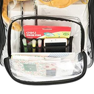 NiceAndGreat Rolling Clear Backpack Heavy Duty Bookbag Quality See Through Workbag Travel Daypack Transparent School Book Bags with Wheels Black