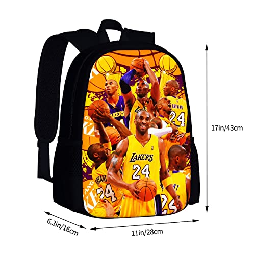 Uerpltjy 2PCS Classic Basketball Backpack Set Anime Travel Bookbag Lightweight Multi-Function Laptop Bag K3