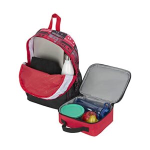 Champion unisex child Youth & Lunch Kit Combo Backpacks, Black/Scarlet, One Size US