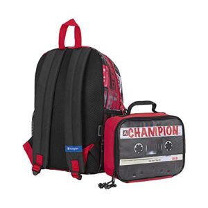 Champion unisex child Youth & Lunch Kit Combo Backpacks, Black/Scarlet, One Size US