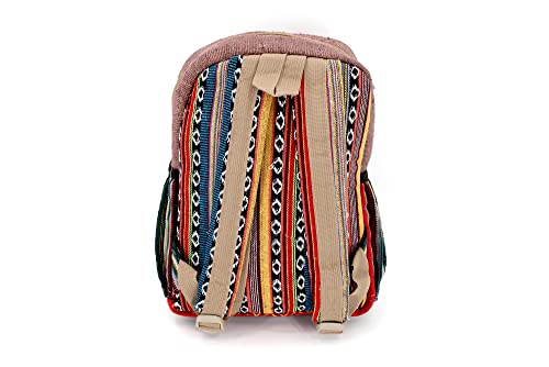 Unique Design Sun with Om Print 100% Himalaya Hemp Backpack Small Backpack Hippie Backpack Festival Backpack Hiking and Laptop Backpack FAIR TRADE Handmade with Love.