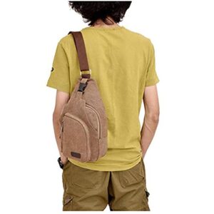 Canvas Sling Bag Small Crossbody Backpack Hiking Daypack Rucksack for Men Women Outdoor Cycling Travel (brown)