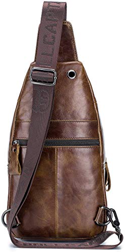 Leather Sling Bag for Men,Casual Crossbody Shoulder Backpack Travel Chest Bag